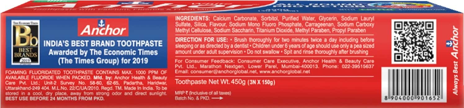 Buy ANCHOR ALL ROUND PROTECTION TOOTHPASTE 150GM X 3 Online & Get Upto ...