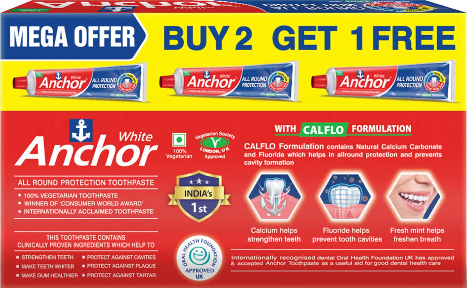 Buy ANCHOR ALL ROUND PROTECTION TOOTHPASTE 150GM X 3 Online & Get Upto ...