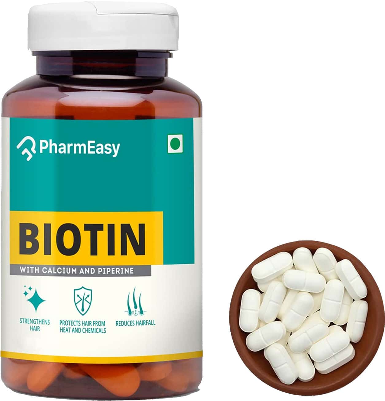 Buy PHARMEASY BIOTIN 10000MCG WITH CALCIUM - PREVENTS HAIR FALL ...