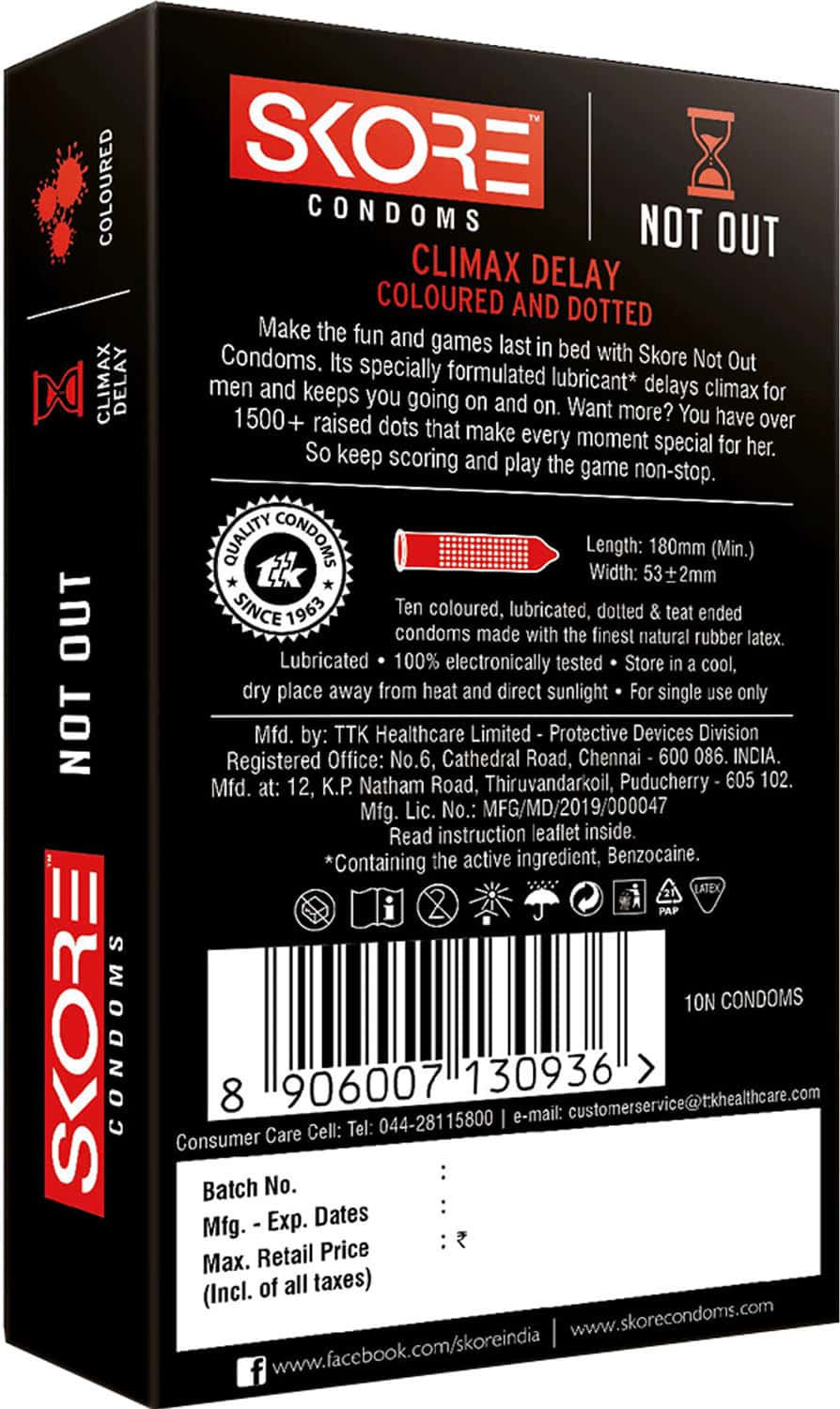 Buy SKORE CLIMAX DELAY CONDOMS (NOT OUT) 10N (PACK OF 4) Online & Get ...
