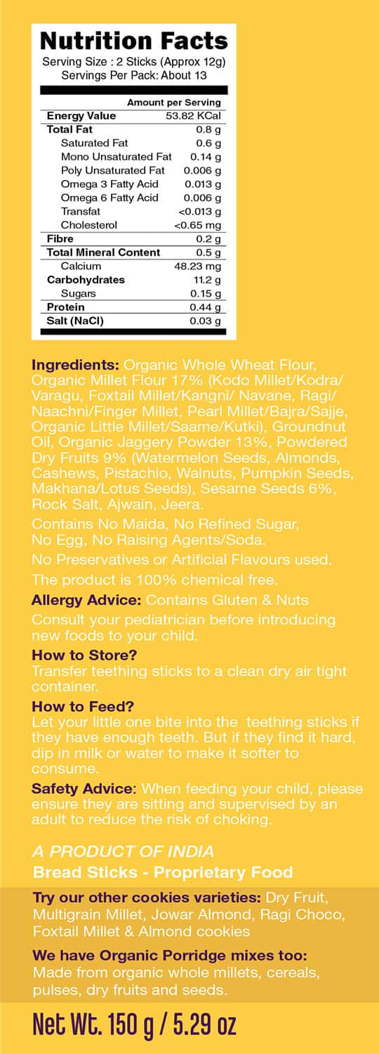 Buy EARLY FOODS MILLET & SESAME JAGGERY TEETHING STICKS 150G Online ...