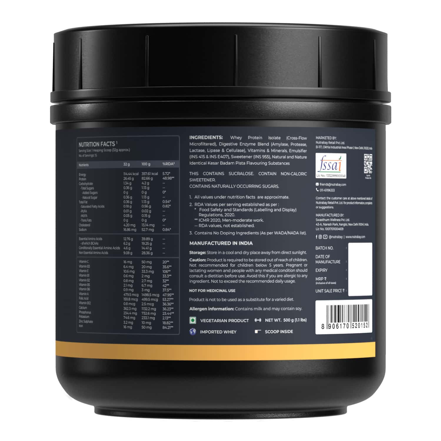Buy NUTRABAY GOLD 100% WHEY PROTEIN ISOLATE|26G PROTEIN|MUSCLE SUPPORT ...