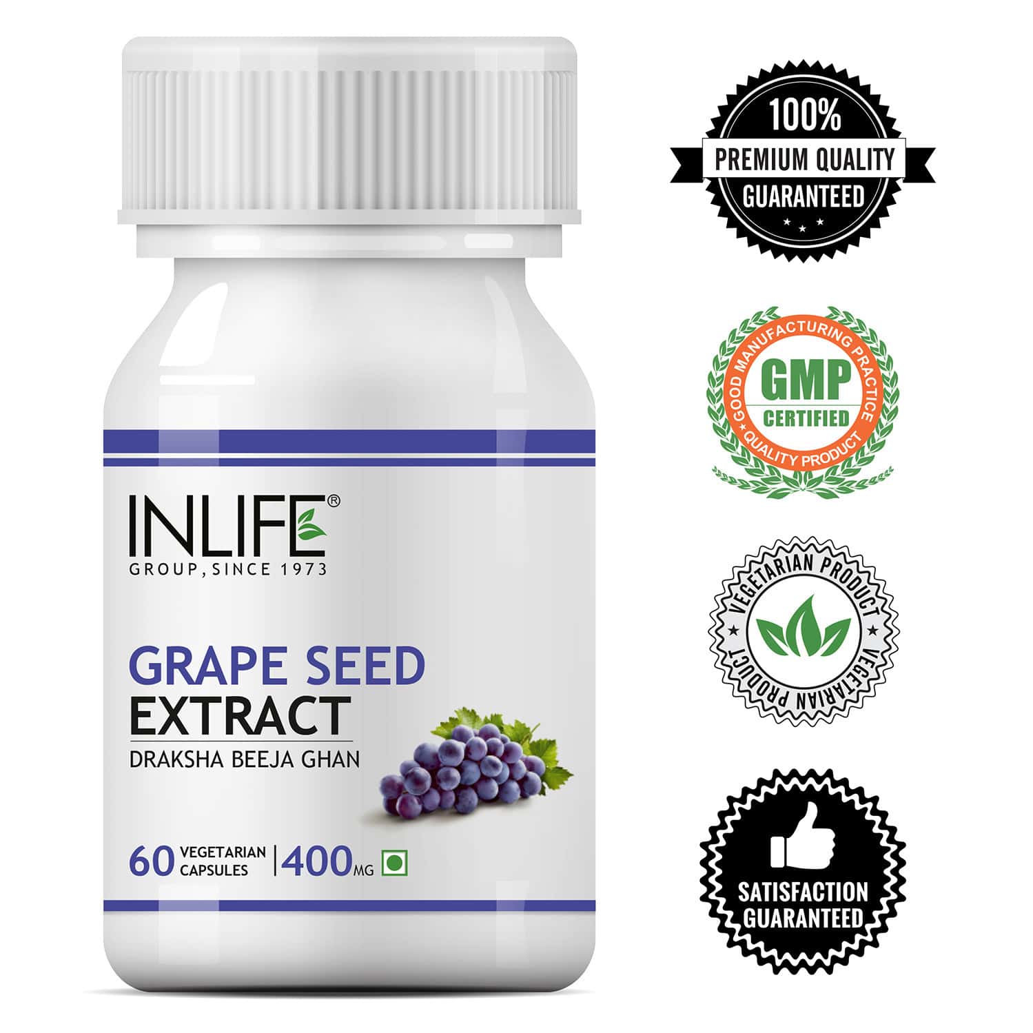 Buy INLIFE GRAPE SEED EXTRACT (PROANTHOCYANIDINS > 95%) ANTIOXIDANT 400 ...