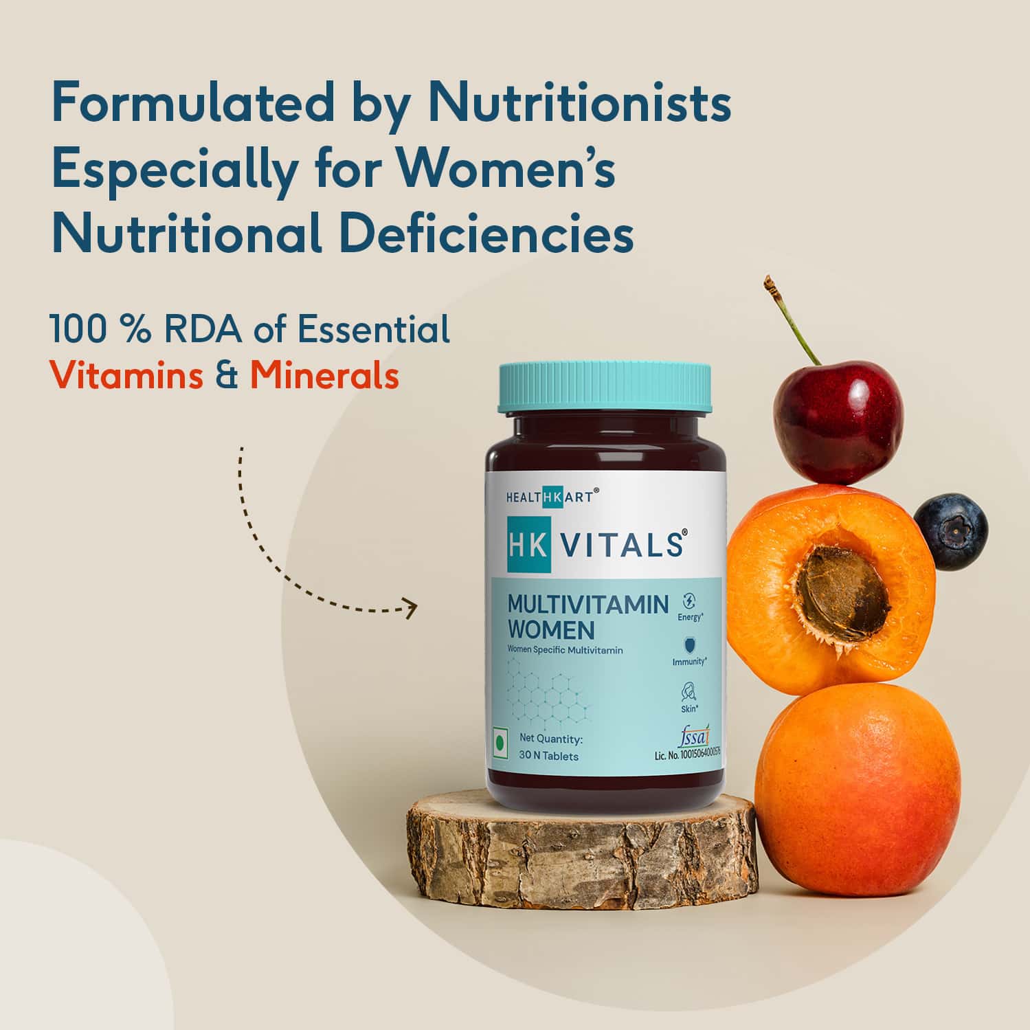 Buy HEALTHKART HK VITALS MULTIVITAMIN FOR WOMEN, BOOSTS ENERGY, STAMINA & SKIN HEALTH, 30 ...