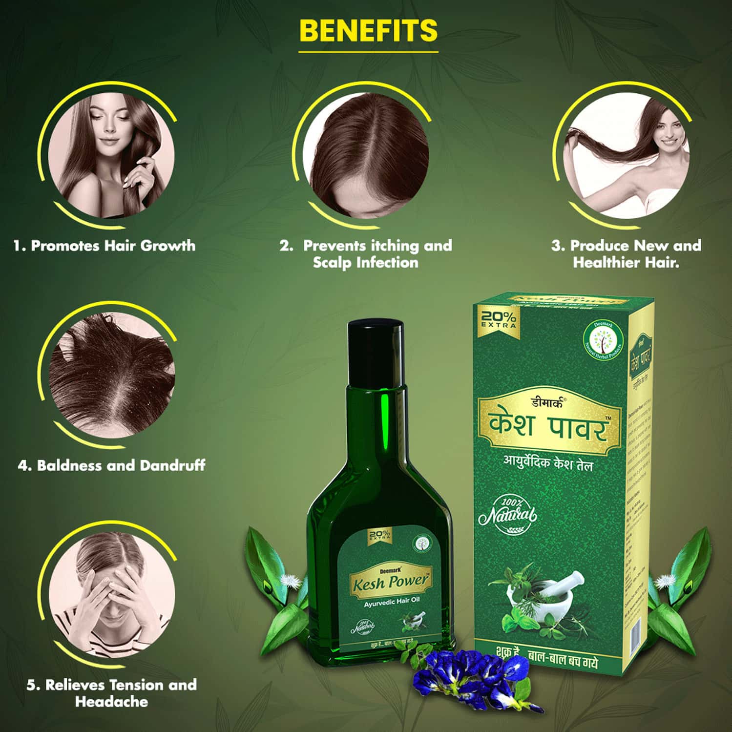Buy DEEMARK KESH POWER OIL (120MLX2) HELPS CONTROL HAIR FALL & SPLIT ...
