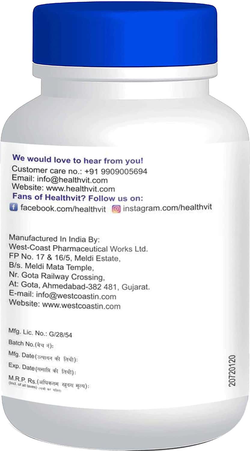 Buy HEALTHVIT VITAMIN B12 1500MCG - 60 TABLETS Online & Get Upto 60% ...