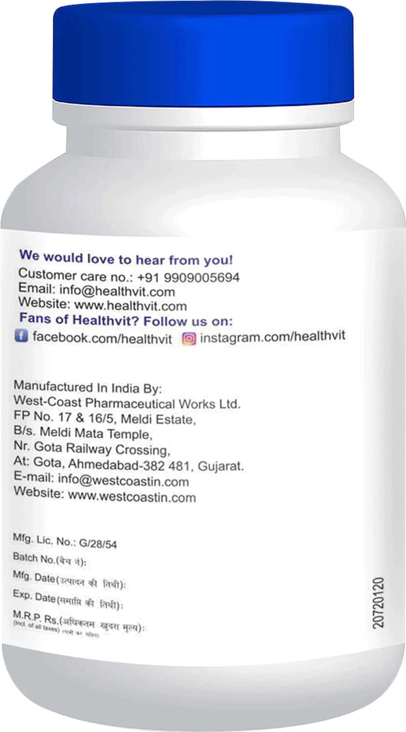 Buy HEALTHVIT VITAMIN B12 1500MCG - 60 TABLETS Online & Get Upto 60% ...