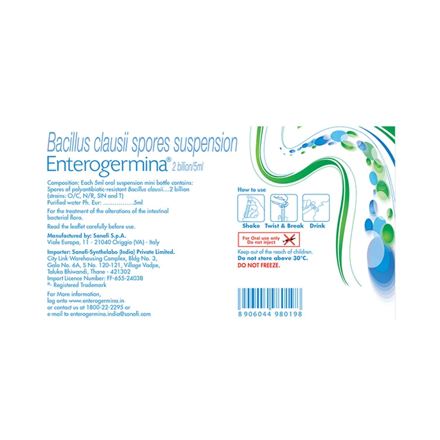 Buy ENTEROGERMINA BOTTLE OF 5ML SUSPENSION Online & Get Upto 60% OFF at ...