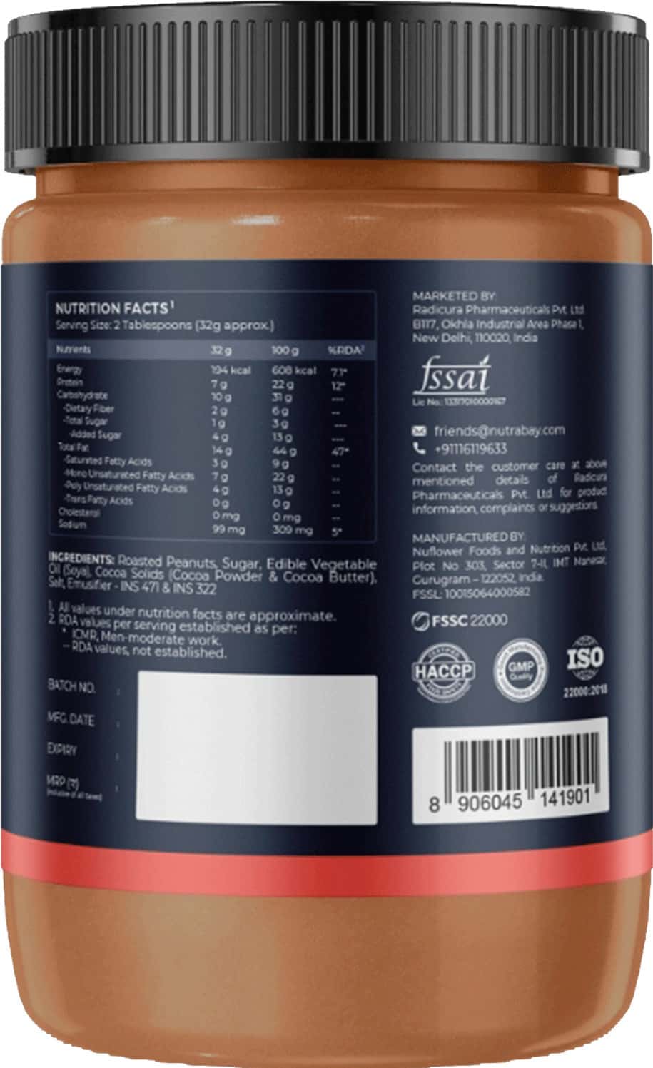 Buy NUTRABAY FOODS PEANUT BUTTER (CREAMY) - CHOCOLATE INTENSE 400G ...