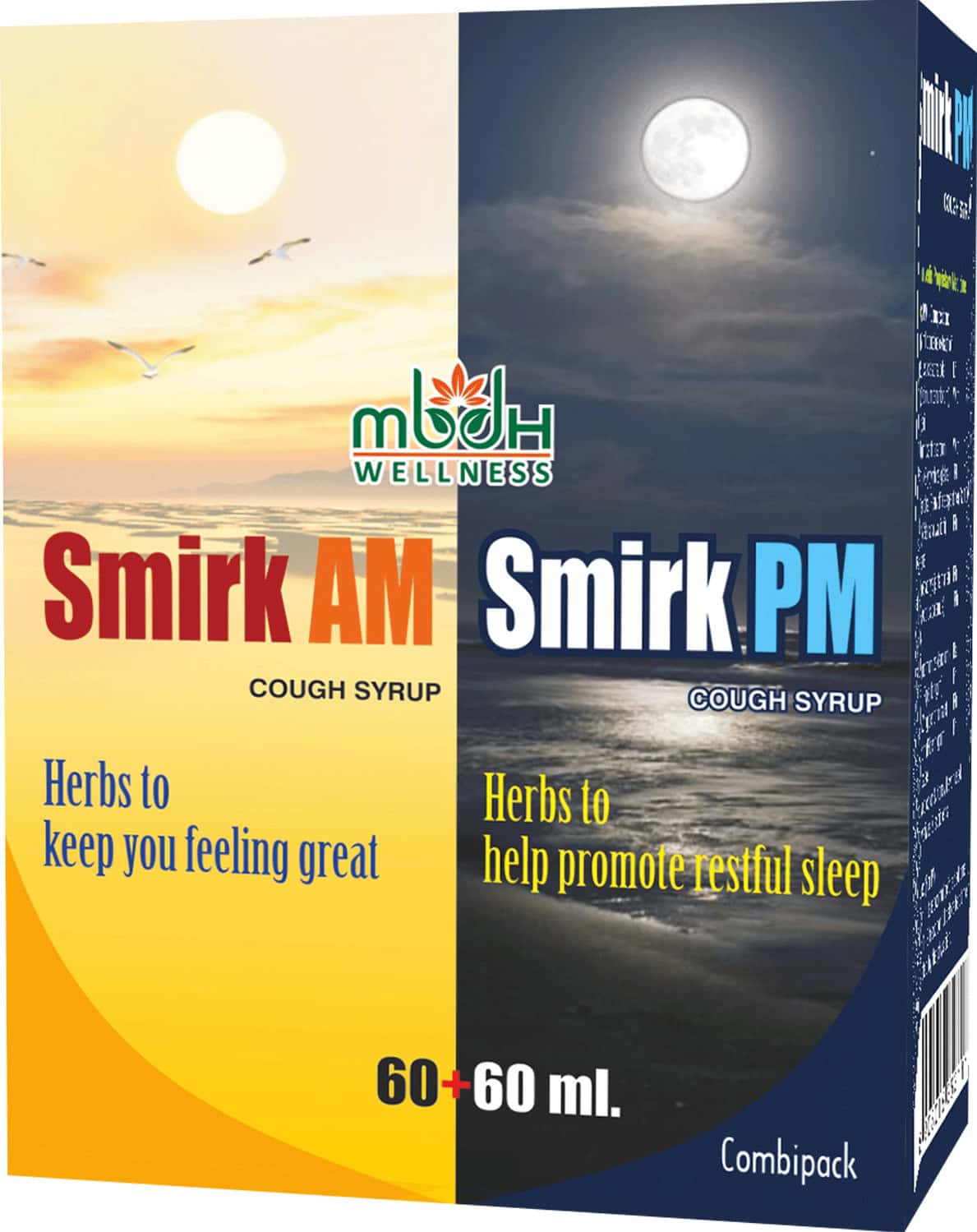 Buy MBDHWELLNESS SMIRK COUGH SYRUP AM+PM MULTI SYMPTOM COMBO PACK DAY ...