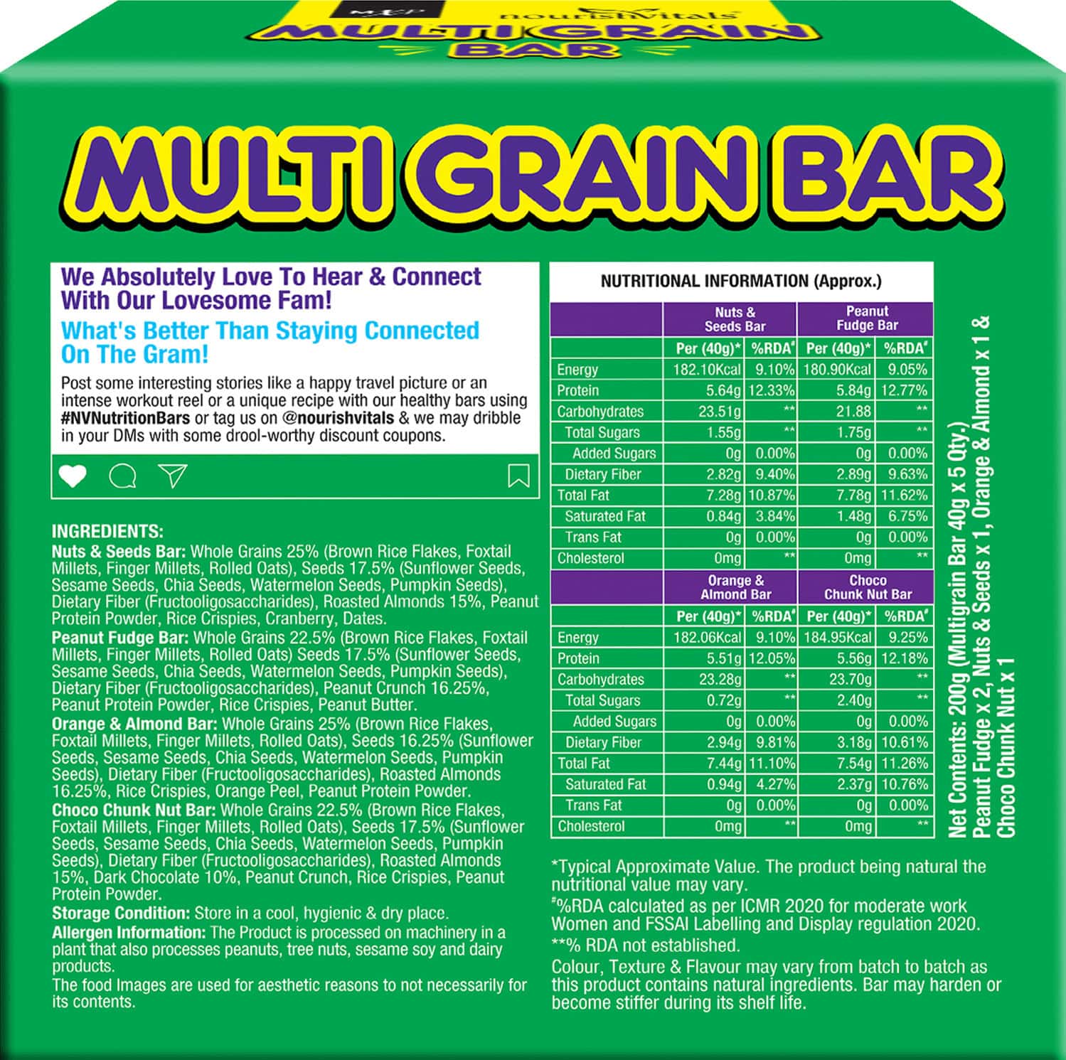 Buy NOURISHVITALS ASSORTED MULTIGRAIN BARS NO ADDED FLAVORS NATURALLY ...