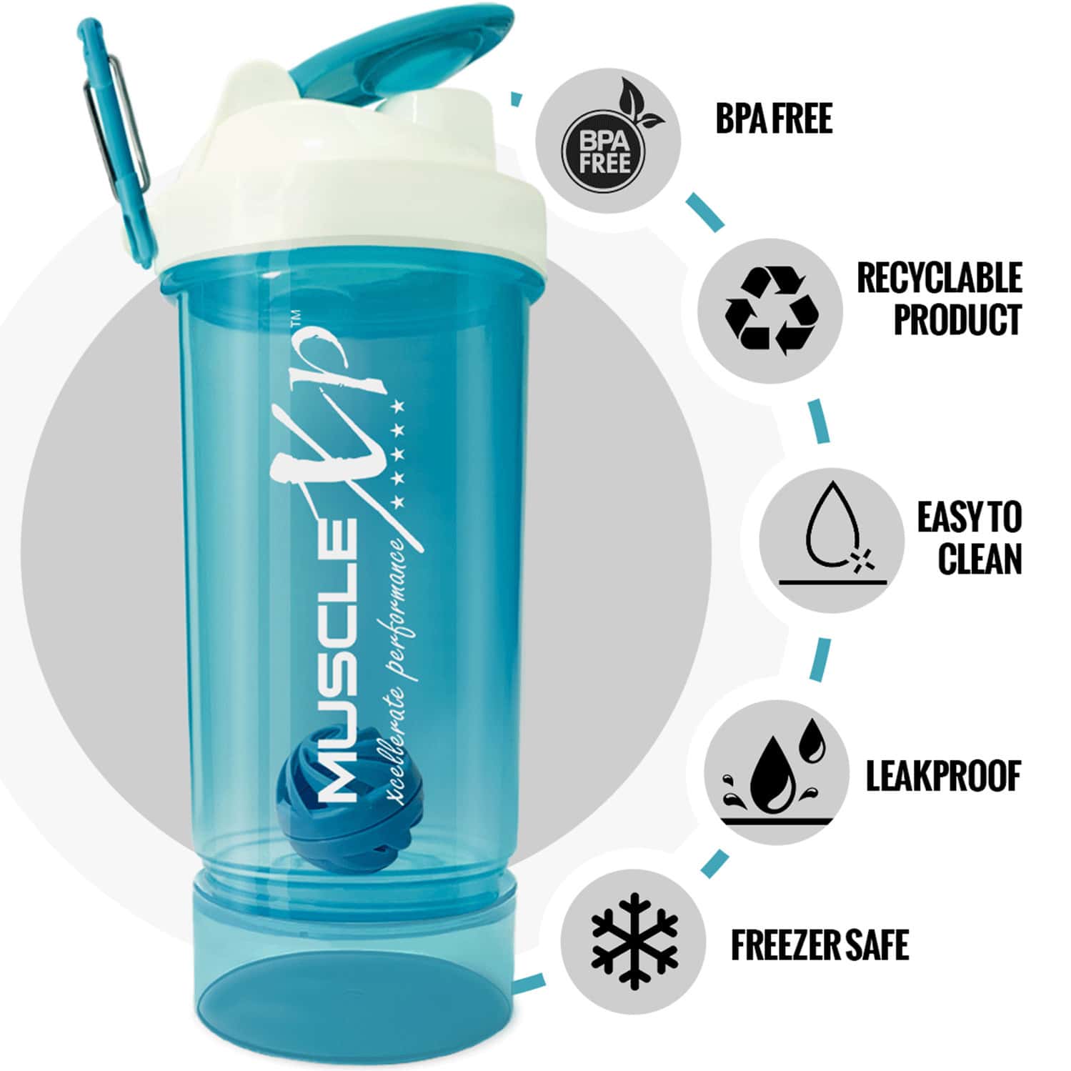 Buy MUSCLEXP GYM SHAKER PRO XP BLENDER 650 ML WITH COMPARTMENT FOR ...