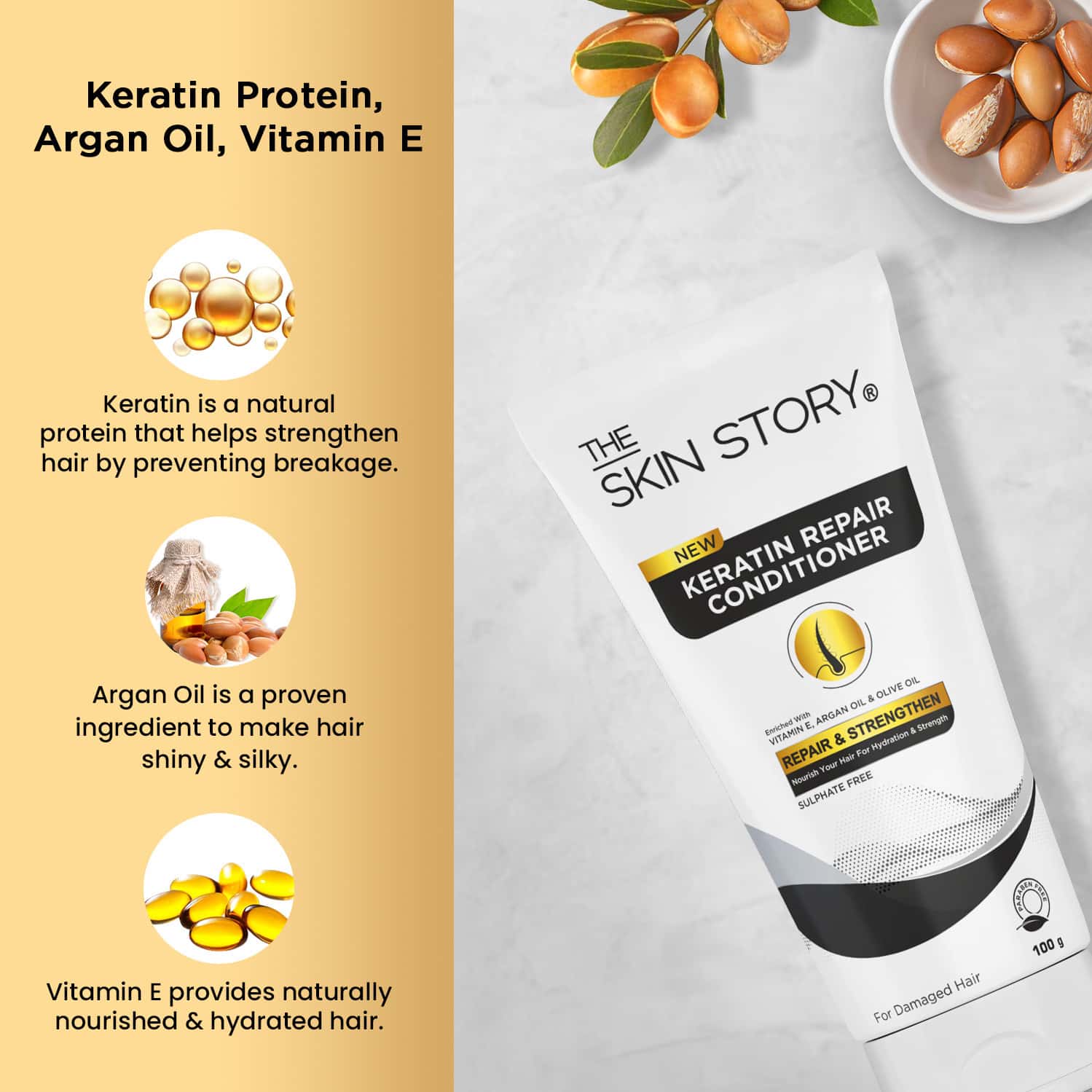 Buy THE SKIN STORY SULPHATE FREE KERATIN CONDITIONER, 100G Online & Get ...
