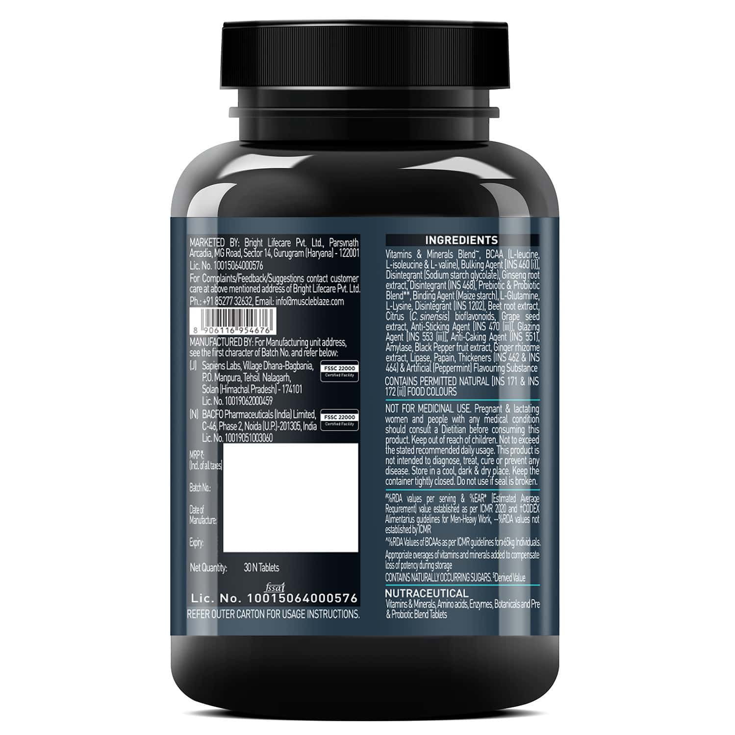 Buy MUSCLEBLAZE MULTIVITAMIN WITH IMMUNITY BOOSTERS AND DIGESTIVE ...