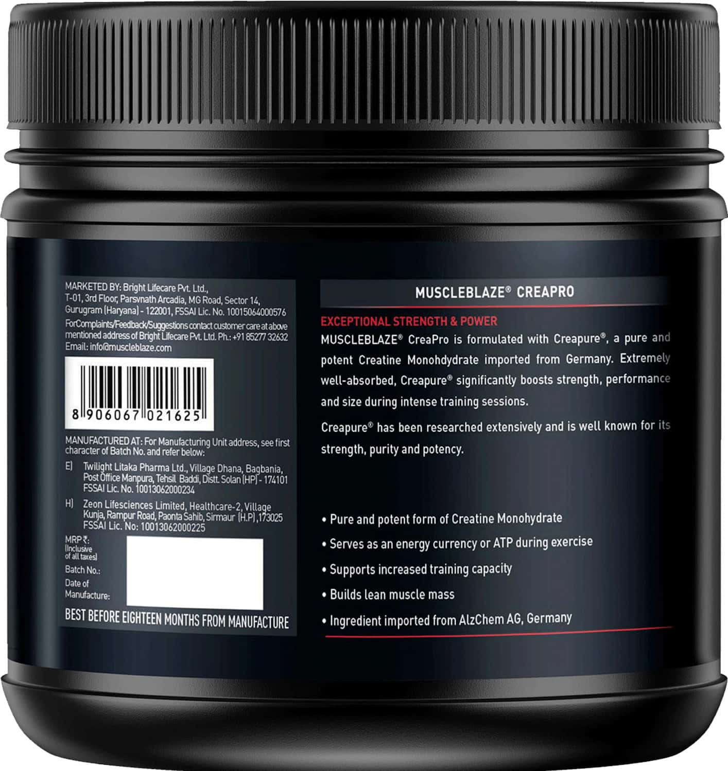 Buy MUSCLEBLAZE CREAPRO CREATINE WITH CREAPURE UNFLAVOURED 250 GMS / 0. ...