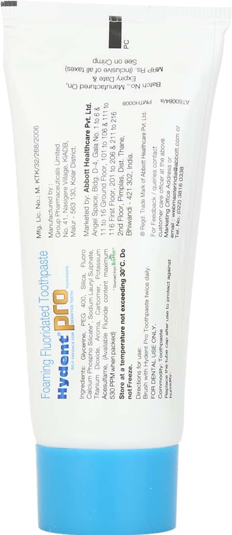 Buy HYDENT PRO FOAMING FLUORIDATED TOOTHPASTE-70 GM Online & Get Upto ...