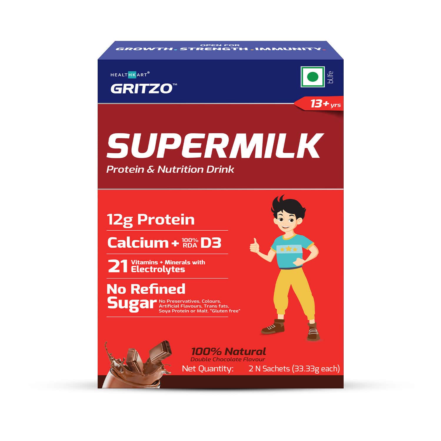 Buy GRITZO SUPERMILK 13+Y (TEEN ATHLETES), TRIAL PACK, 100% NATURAL ...