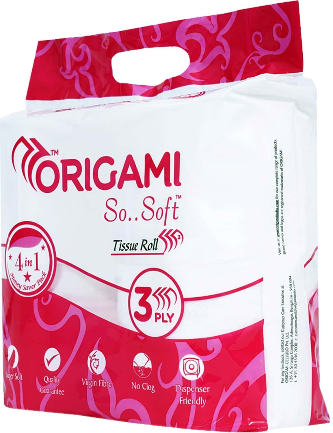 Buy ORIGAMI SO SOFT BATHROOM TOILET TISSUE PAPER ROLL 340 PULLS - 3PLY ...