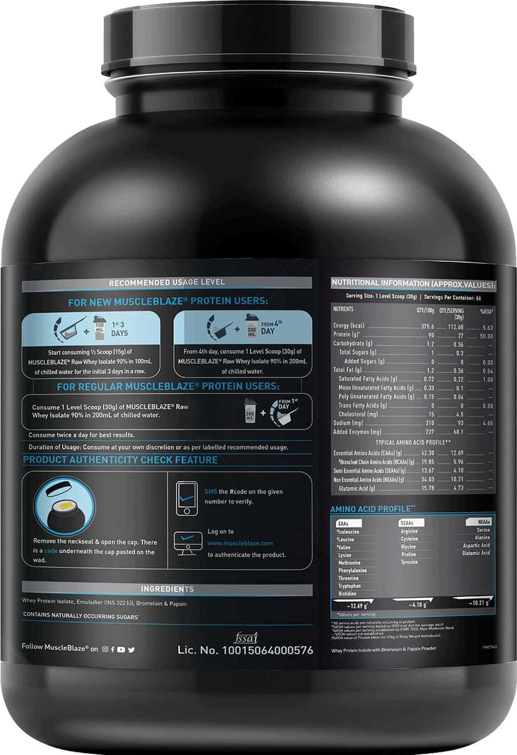 Buy MUSCLEBLAZE RAW WHEY ISOLATE 90% (UNFLAVOURED, 2KG) | LIGHT & CLEAN ...