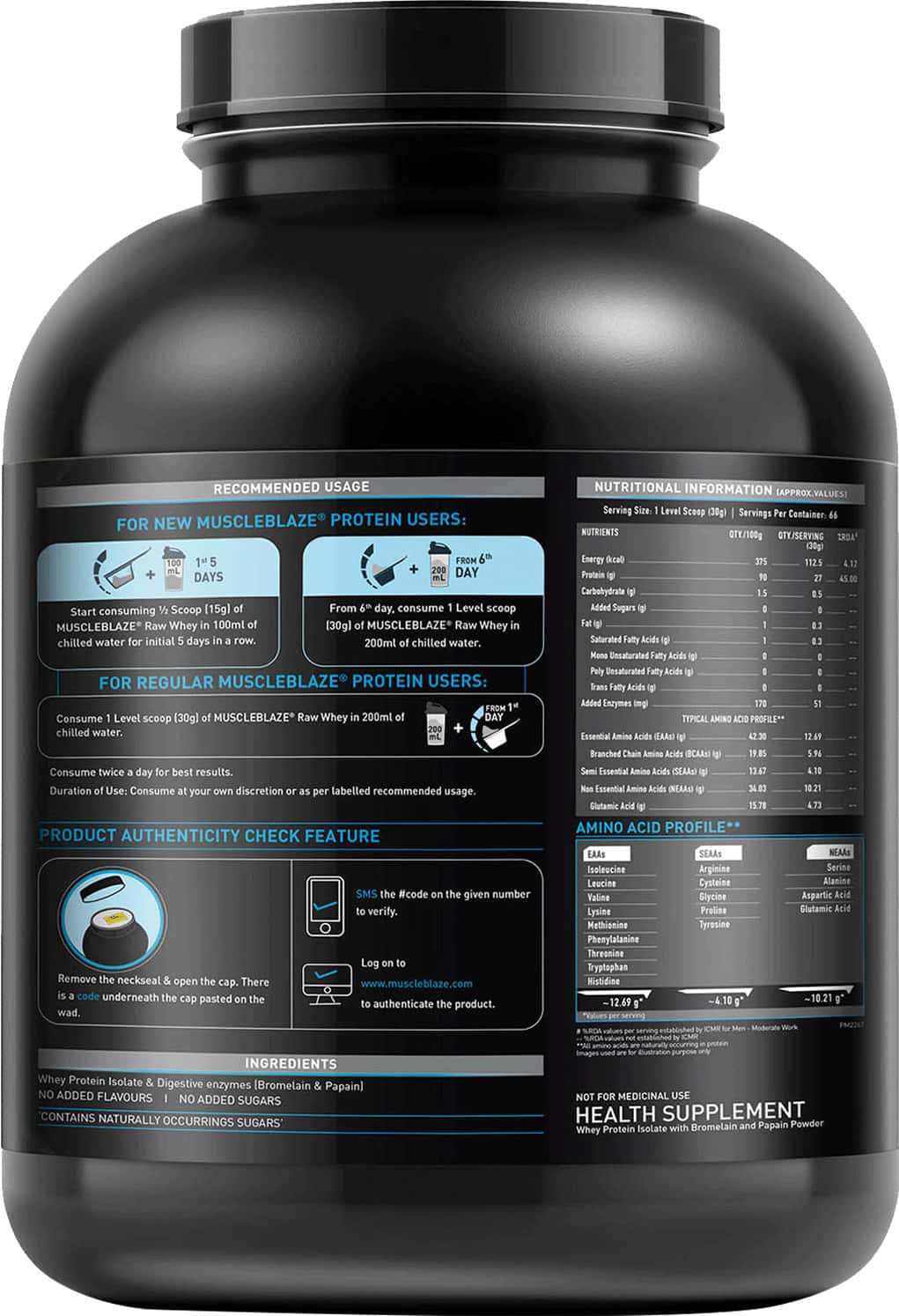 Buy MUSCLEBLAZE RAW WHEY ISOLATE 90% WITH DIGESTIVE ENZYMES ...