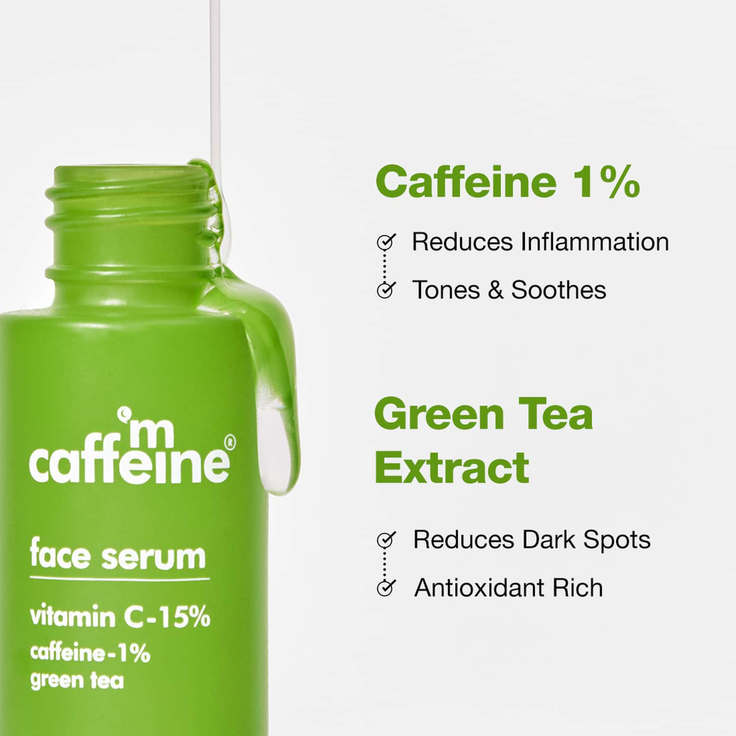 Buy MCAFFEINE GREEN TEA FACE SERUM WITH VITAMIN C 15% Online & Get Upto ...