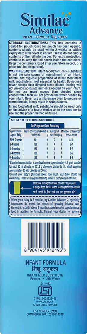 Buy SIMILAC ADVANCE STAGE 1 INFANT FORMULA (UPTO 6 MONTHS) REFILL OF ...