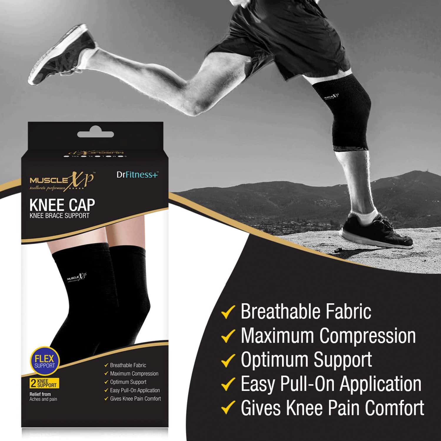 Buy MUSCLEXP DRFITNESS+ KNEE CAP & BRACE KNEE COMPRESSION SUPPORT KNEE ...