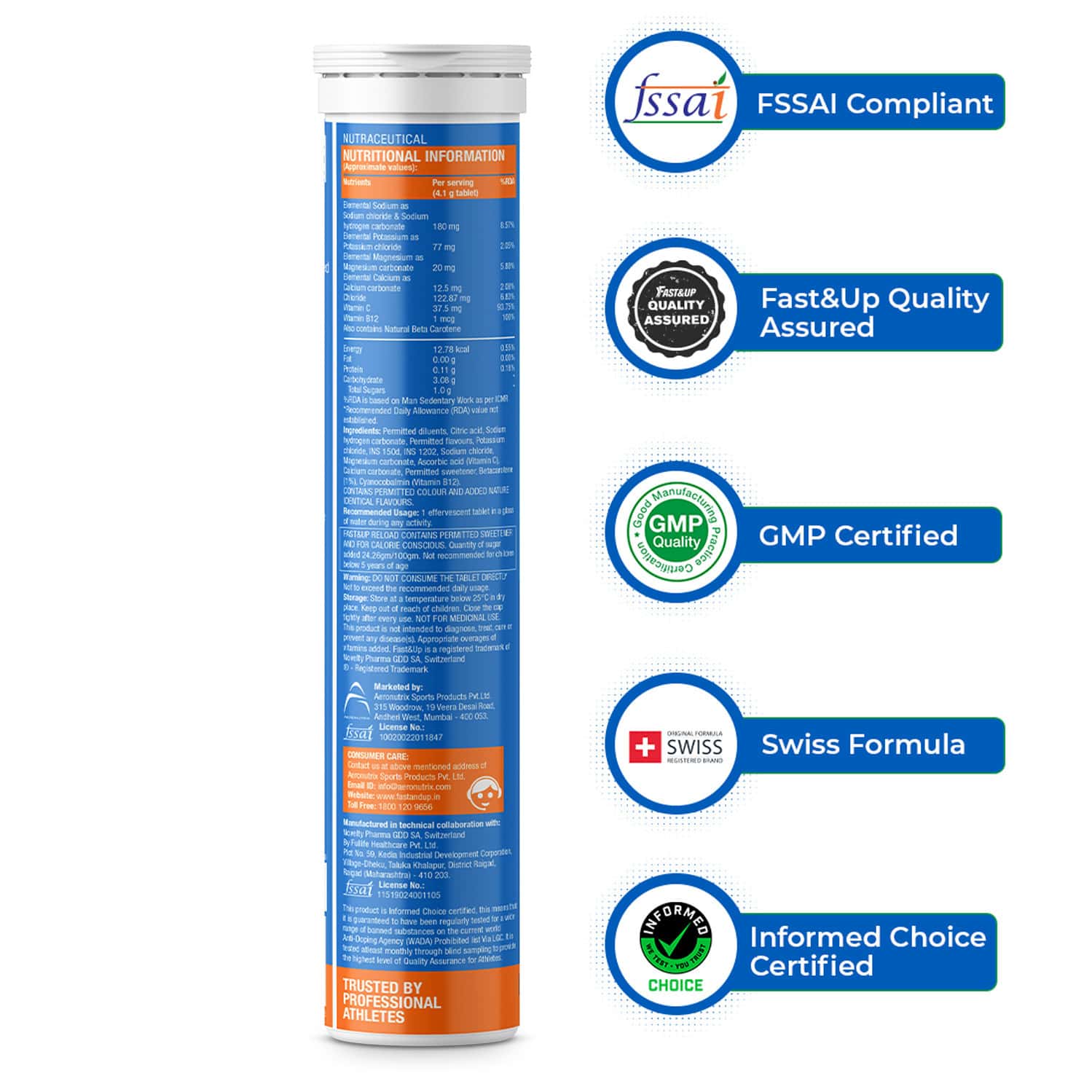 Buy FAST&UP RELOAD ELECTROLYTE ENERGY AND HYDRATION-20 EFFERVESCENT ...