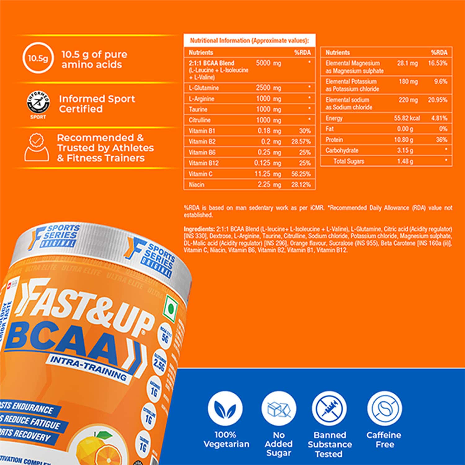 Buy FAST&UP BCAA INTRA-TRAINING - ADVANCED INTRA-TRAINING (450 GMS, 30 ...