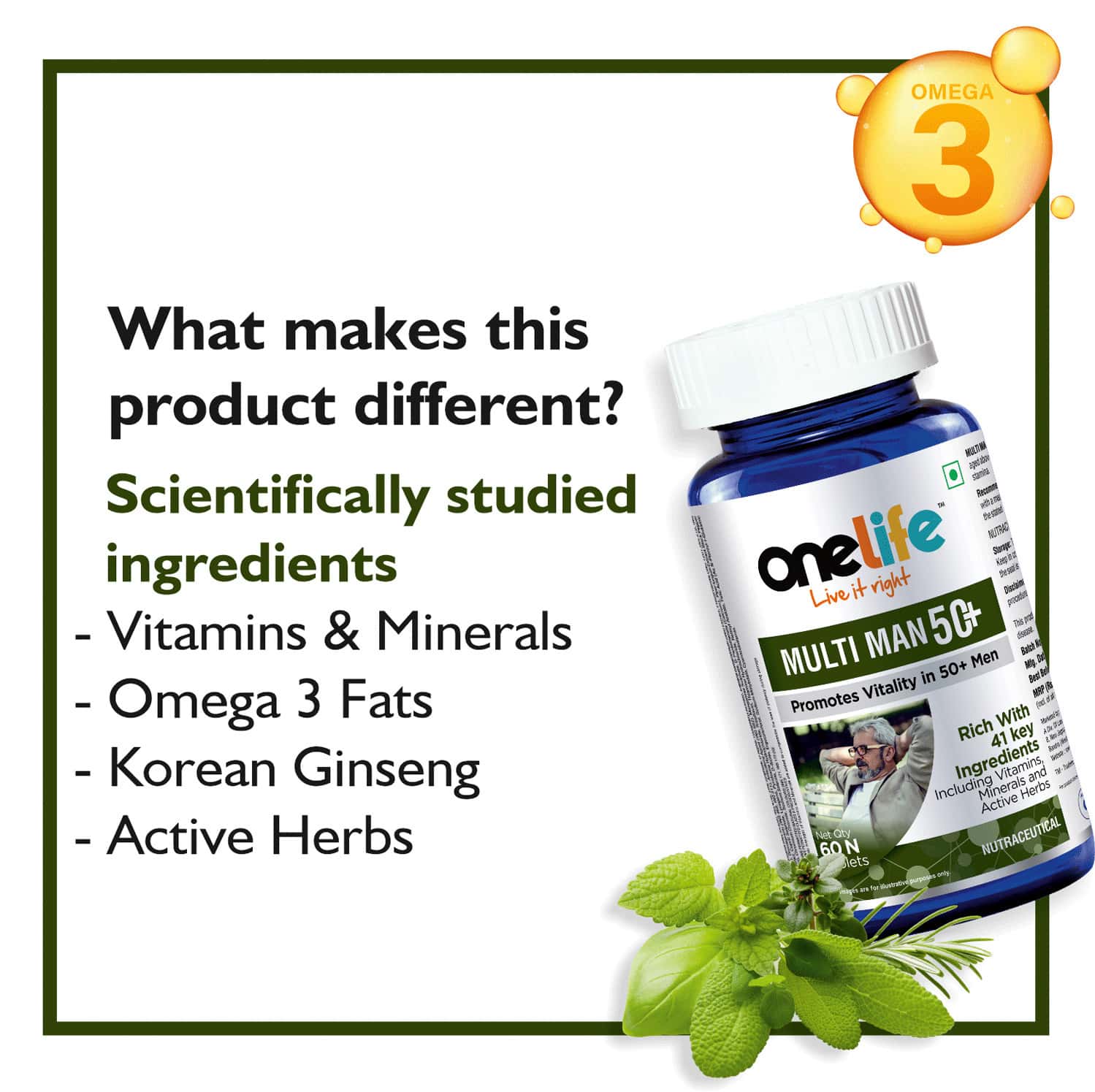 Buy ONELIFE MULTI MAN 50+ - 60 TABLETS Online & Get Upto 60% OFF at ...