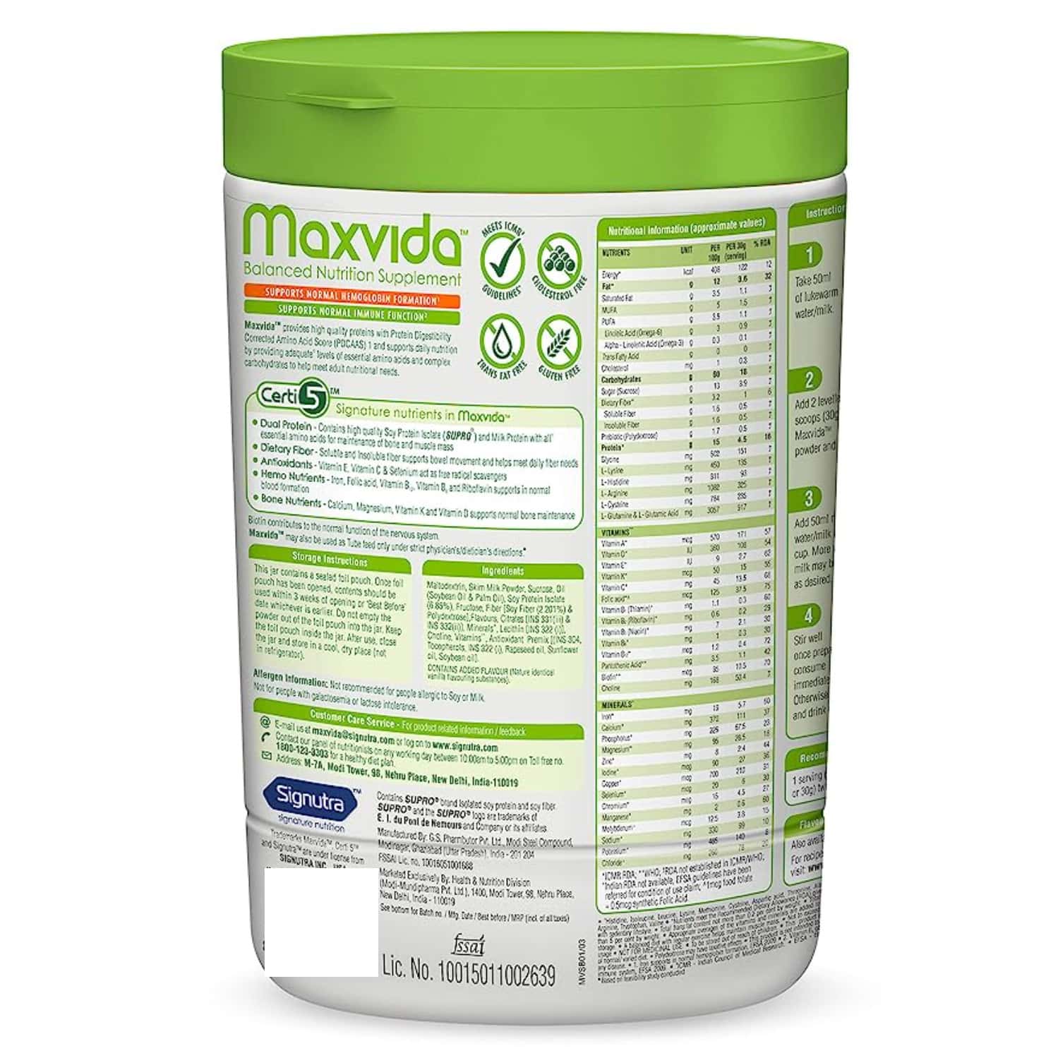 Buy MAXVIDA NUTRITION SUPPLEMENT VANILLA FLAVOUR POWDER - 400G REFILL ...