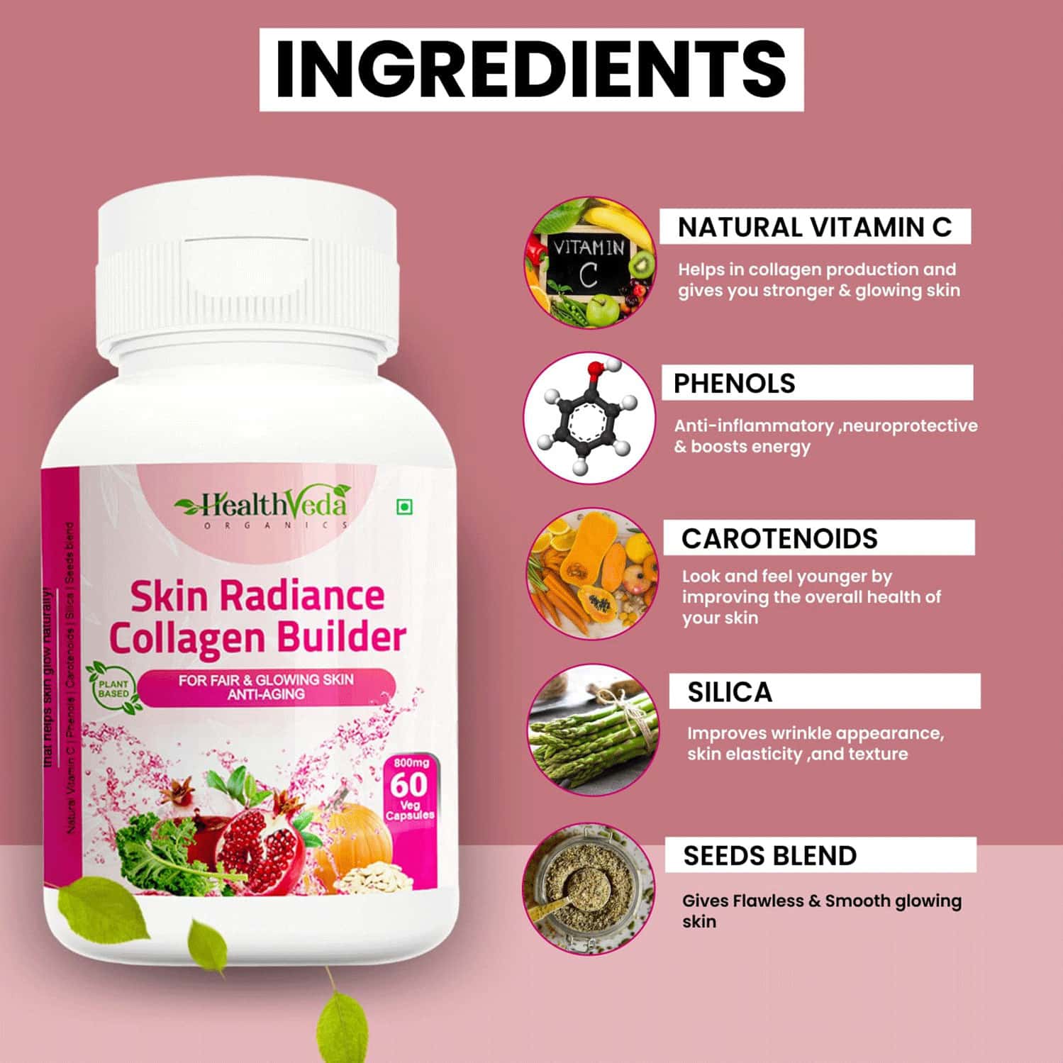 Buy HEALTH VEDA ORGANICS PLANT BASED SKIN RADIANCE COLLAGEN BUILDER ...