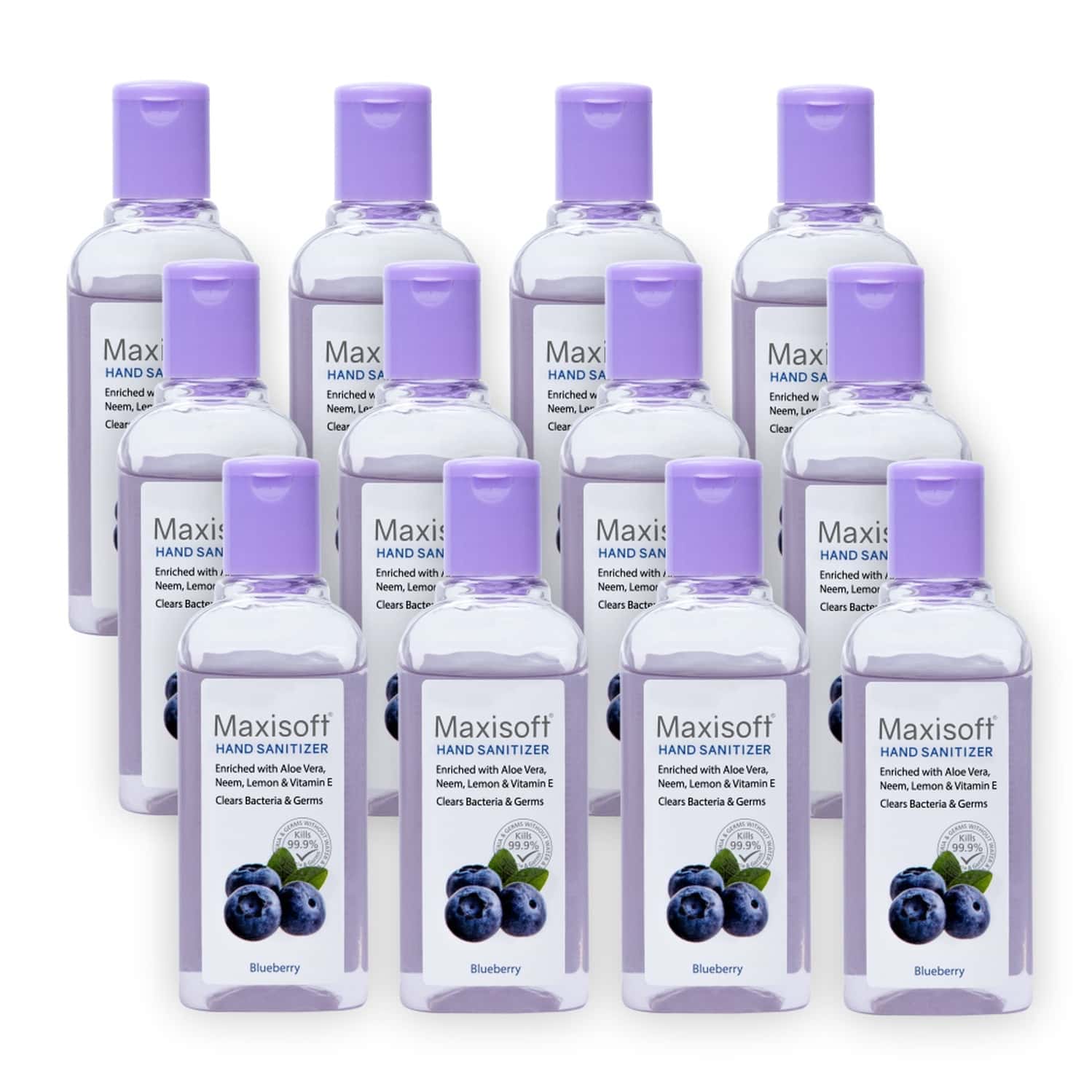 Buy MAXISOFT HAND SANITIZER GEL (BLUEBERRY) (100 ML - PACK OF 12 ...