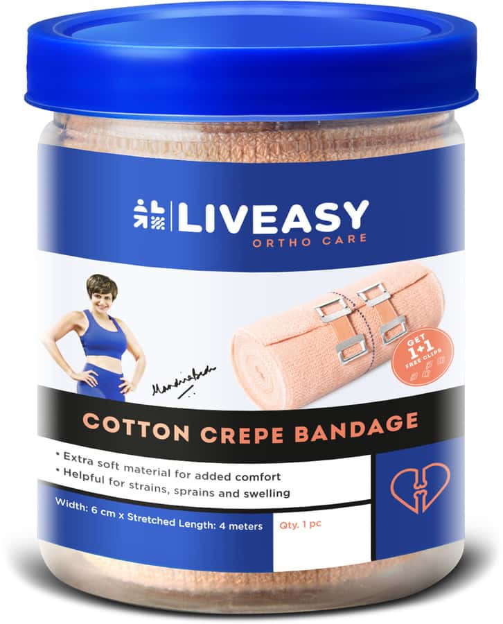 Buy LIVEASY ORTHO CARE COTTON CREPE BANDAGE - REDUCES STRAIN SPRAIN ...