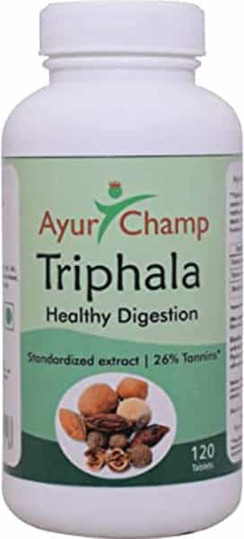 Buy AYUR CHAMP TRIPHALA TABLETS HEALTHY DIGESTION 500MG - 120 TABLETS ...