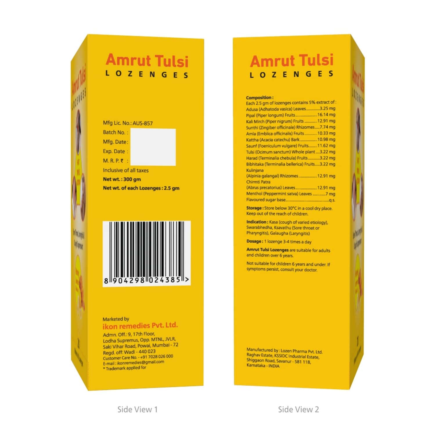 Buy AMRUT TULSI LOZENGES (HONEY LEMON FLAVOUR) 6 TAB | COUGH & SORE ...