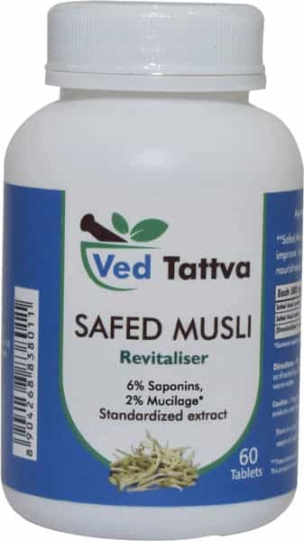Buy VED TATTVA MUSLI TABLETS SAFED MUSLI 60 TABLETS/NATURAL & PURE ...