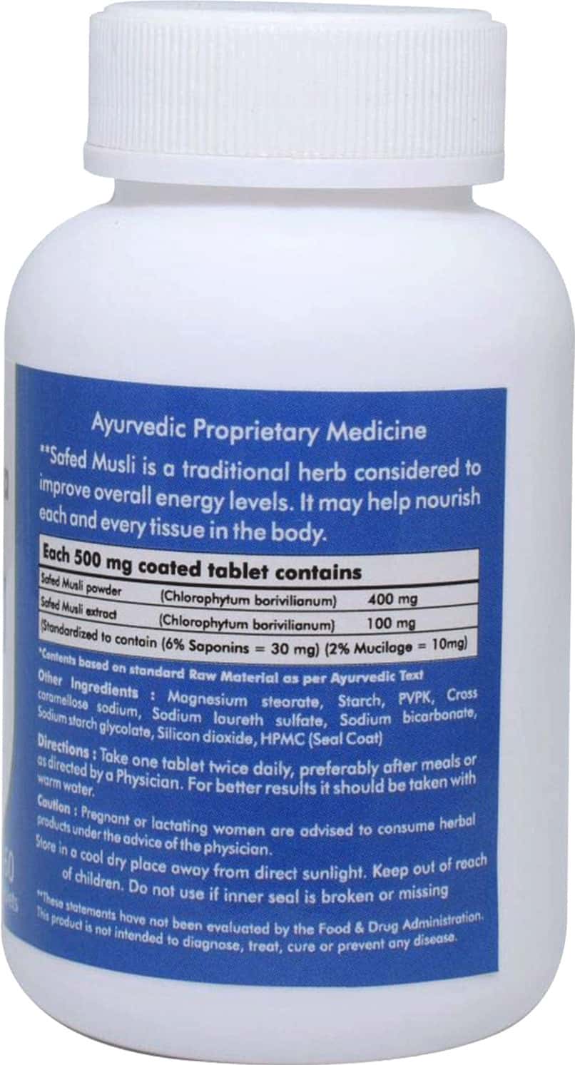 Buy VED TATTVA MUSLI TABLETS SAFED MUSLI 60 TABLETS/NATURAL & PURE ...