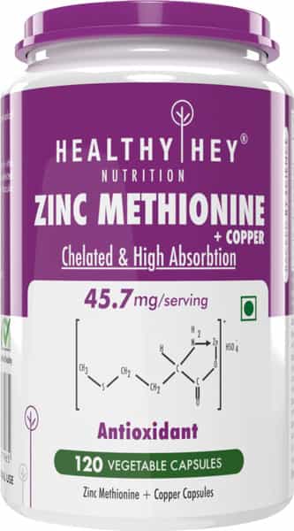 Buy HEALTHYHEY NUTRITION ZINC METHIONINE + COPPER SUPPORTS IMMUNE-120 ...