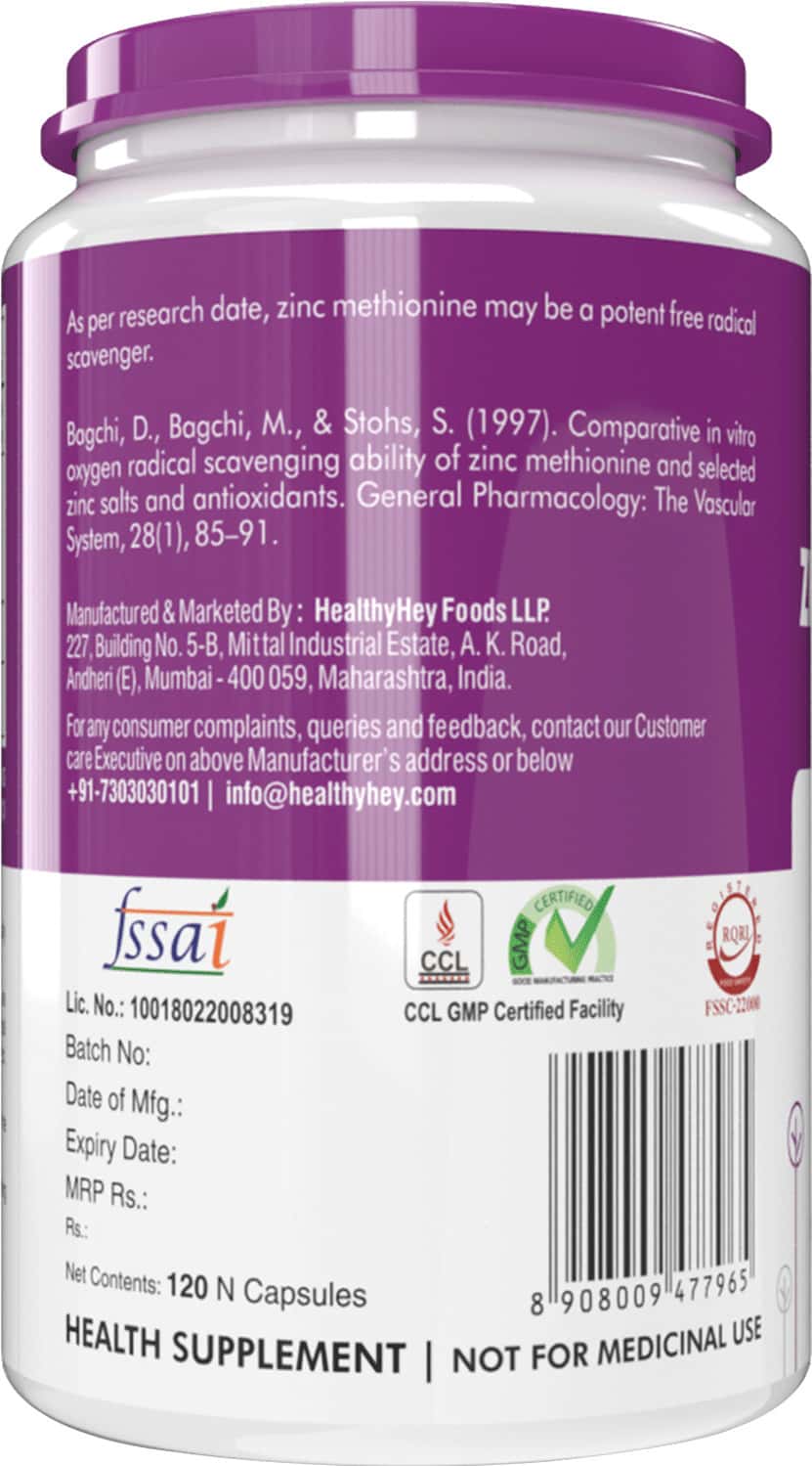 Buy HEALTHYHEY NUTRITION ZINC METHIONINE + COPPER,SUPPORTS IMMUNE-120 ...