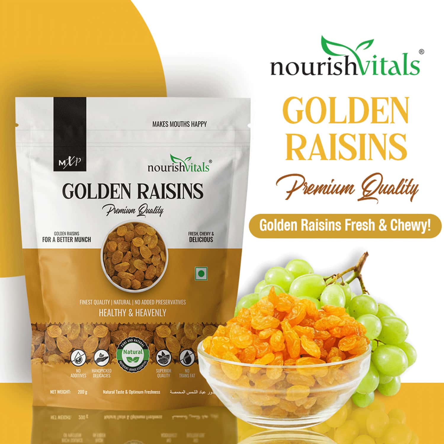 Buy NOURISHVITALS HEALTHY MUNCHING GOLDEN RAISINS PREMIUM QUALITY ...