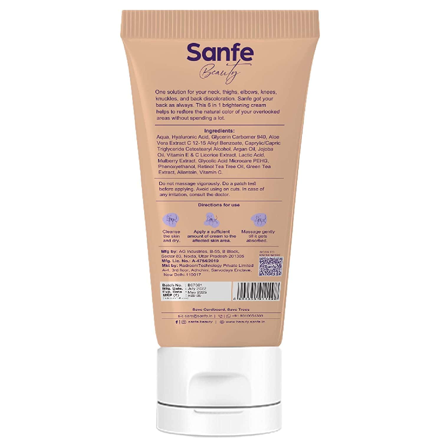 Buy SANFE SPOTLITE BODY SERUM CREAM FOR DARK NECK, JOINTS AND SKINFOLDS ...