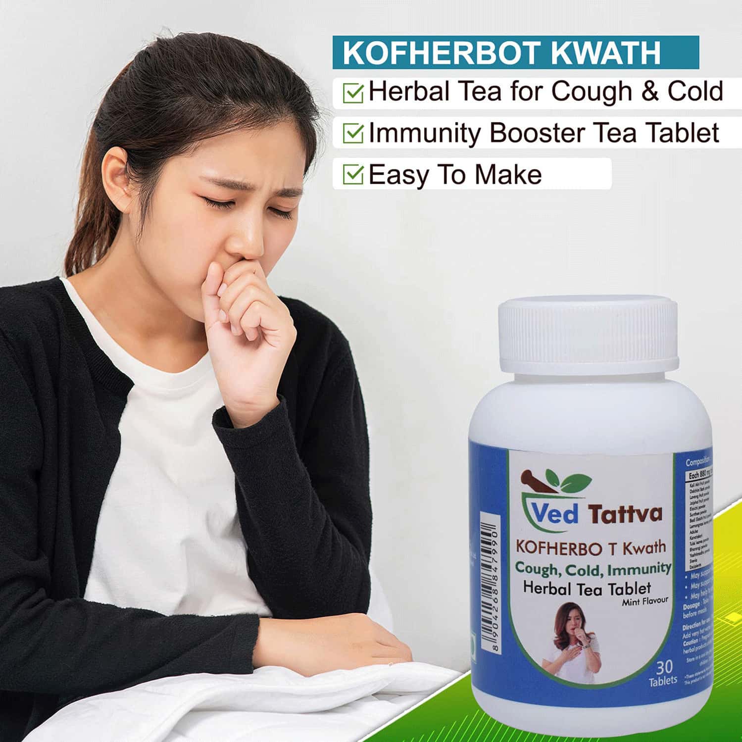 Buy VED TATTVA PURE AND NATURAL KOF HERBO TABLETS - HERBAL COUGH AND ...