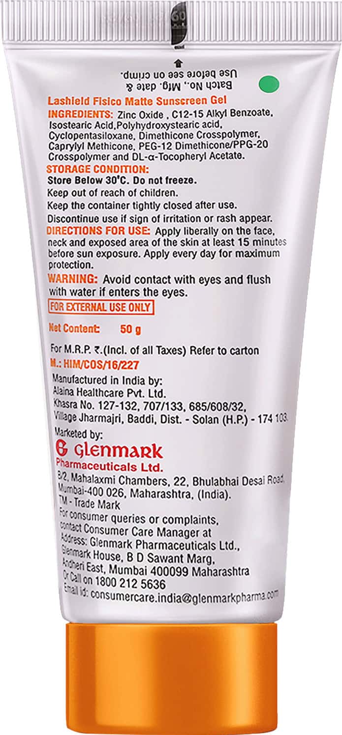 Buy LA SHIELD FISICO MATTE SUNSCREEN GEL SPF 50+ TUBE OF 50GM Online ...