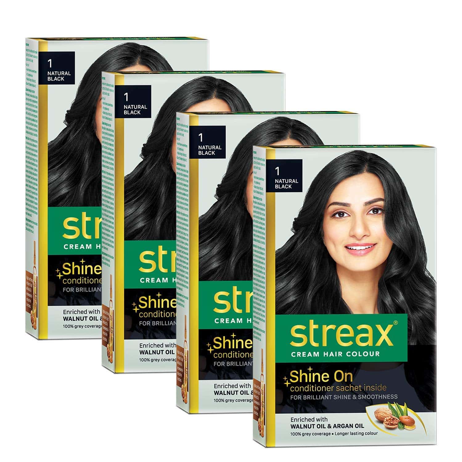 Buy STREAX CREAM HAIR COLOR FOR UNISEX 120ML - 1 NATURAL BLACK (PACK OF ...