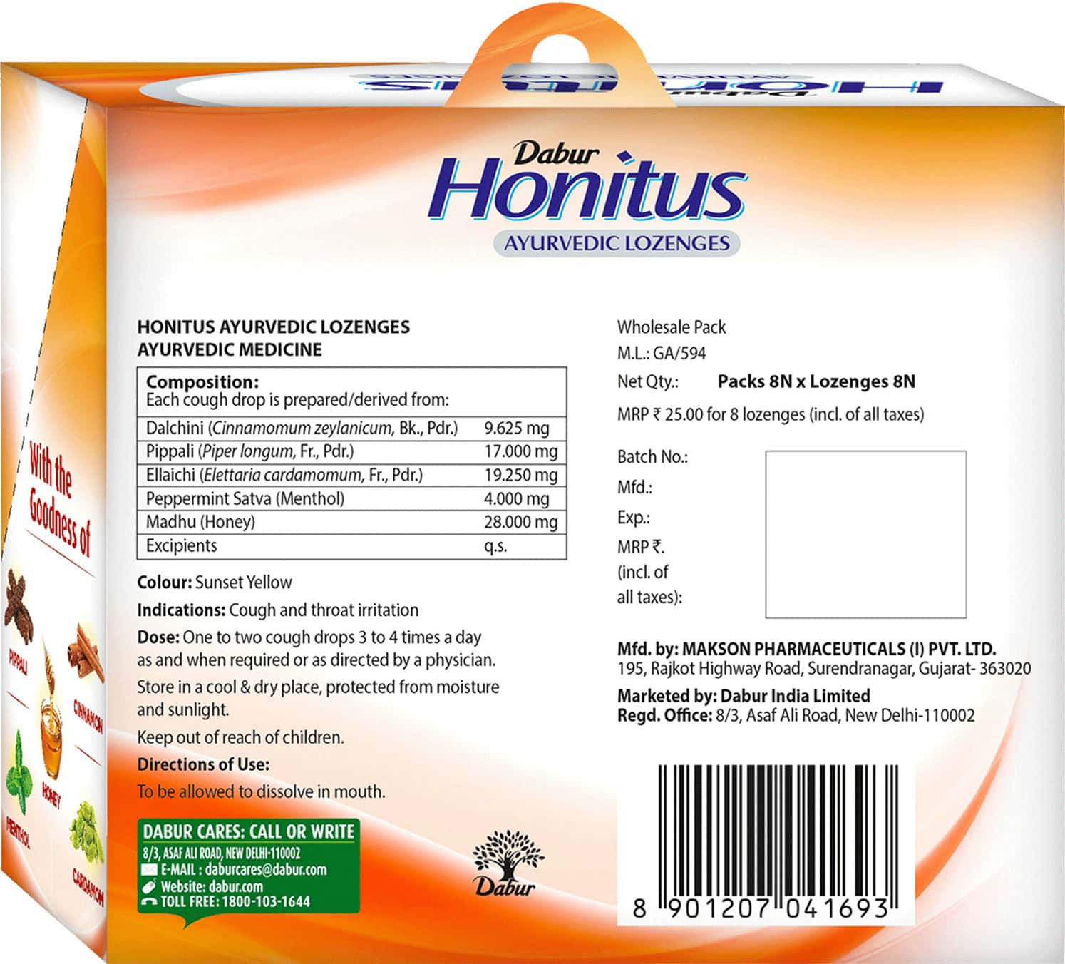 Buy DABUR HONITUS AYURVEDIC LOZENGES - 8 STRIPS Online & Get Upto 60% ...