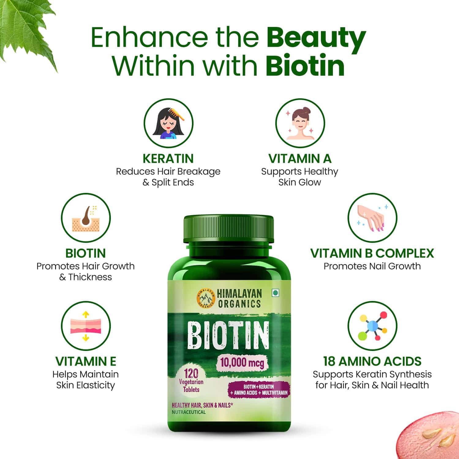 Buy HIMALAYAN ORGANICS BIOTIN 10000MCG SUPPLEMENT | KERATIN, AMINO ...
