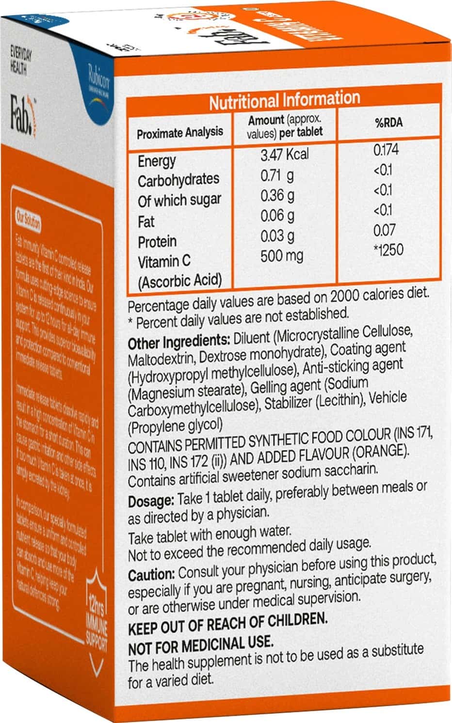 Buy RUBICON FAB IMMUNITY VIT C CONTROLLED-RELEASE GLIDES 30 TABLETS ...