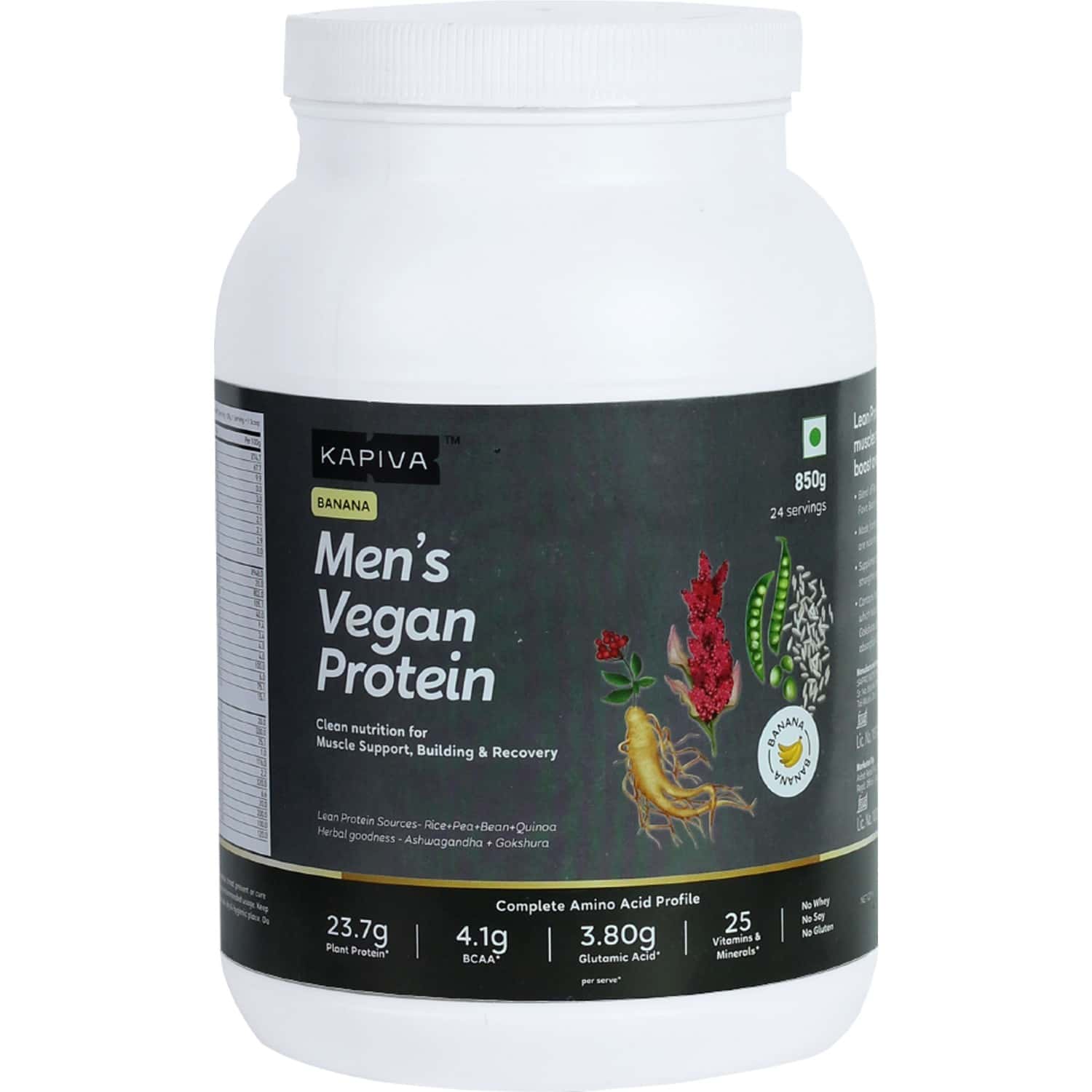 Buy KAPIVA MENS VEGAN PROTEIN - BANANA FLAVOUR 100% PLANT-BASED PROTEIN ...