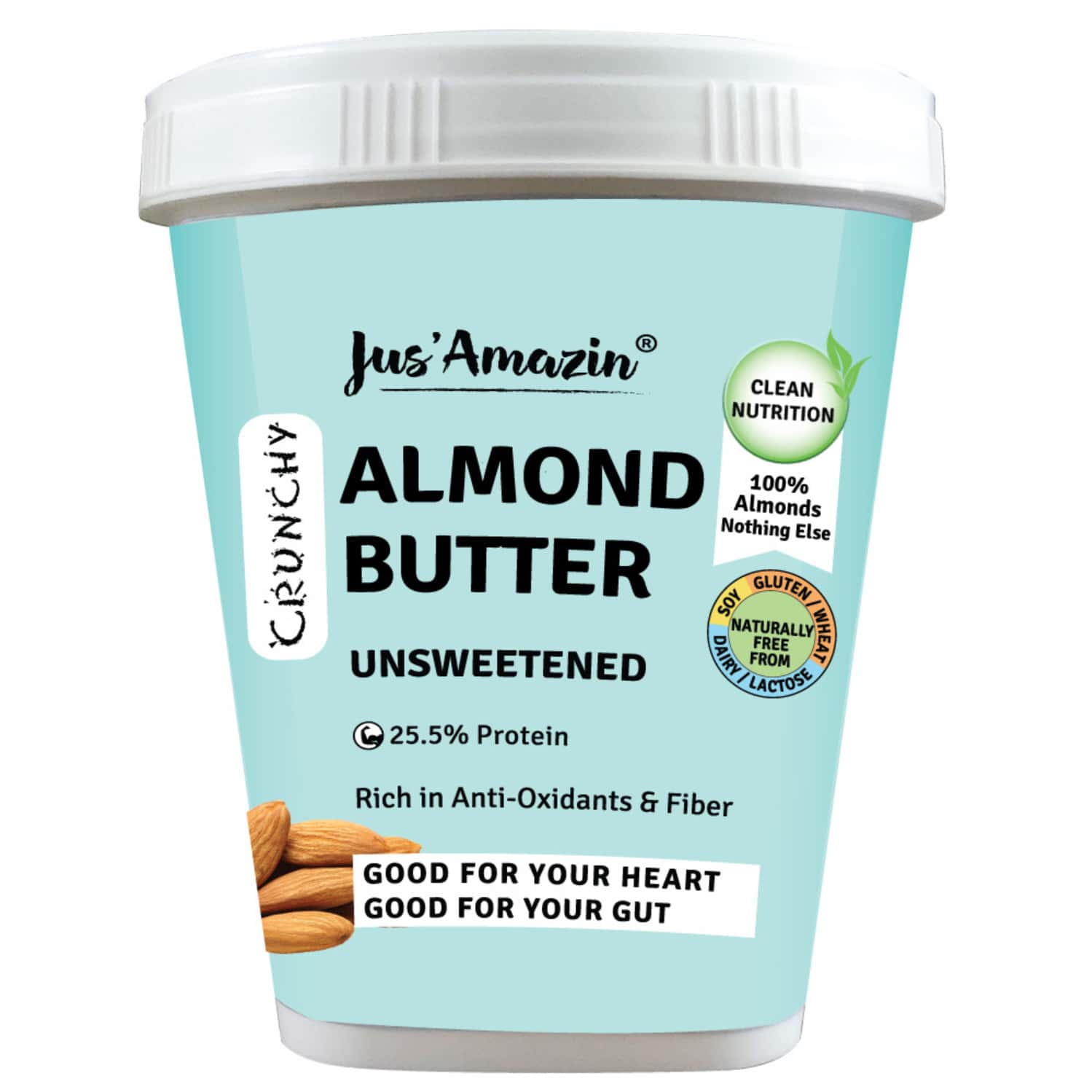 Buy JUS AMAZIN CREAMY ALMOND BUTTER - UNSWEETENED (125G) |CLEAN ...